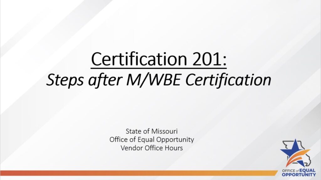 Supplier Certification Program Resources – Office of Equal Opportunity